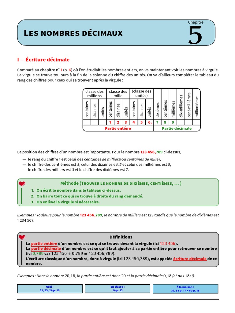 Comprendre les Nombres Décimaux en 6ème | PDF | Décimal | Nombre