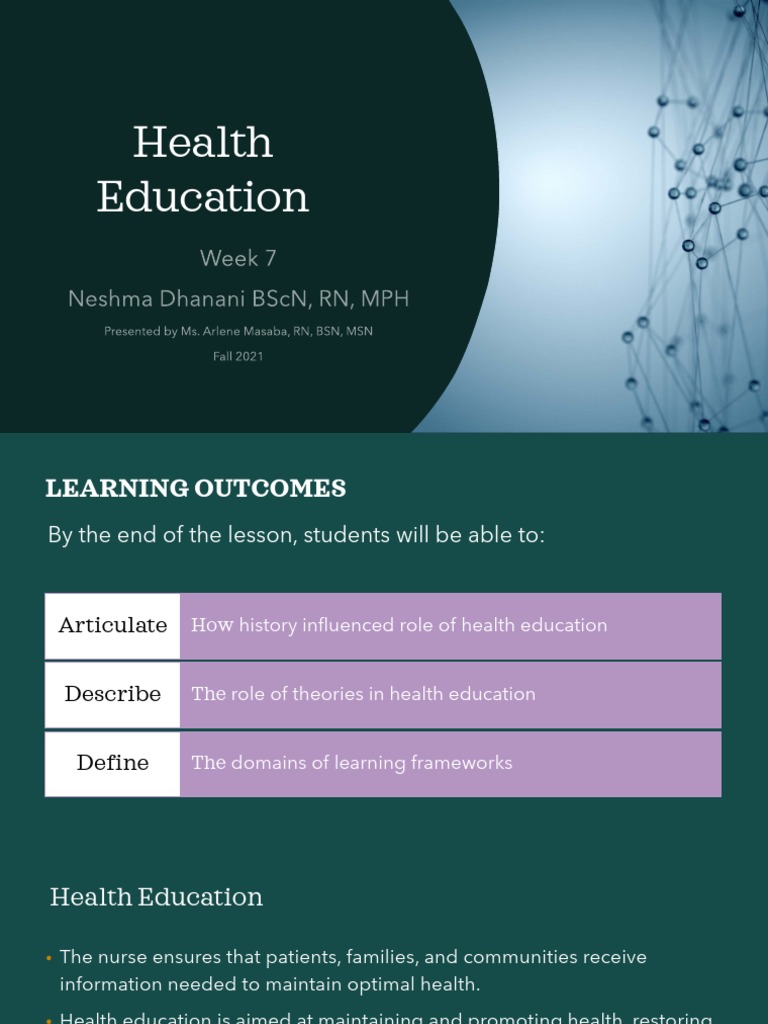 Week 7 Health Education | PDF | Health Education | Nursing