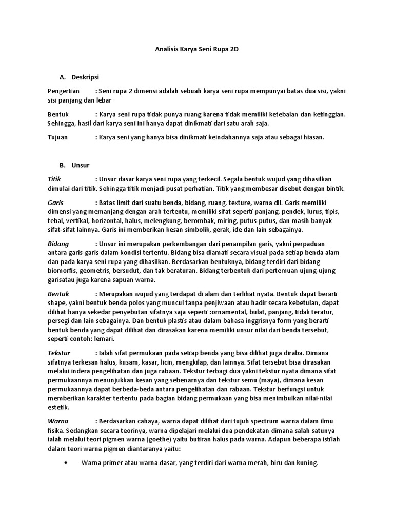 Analisis Karya Seni Rupa 2D | PDF