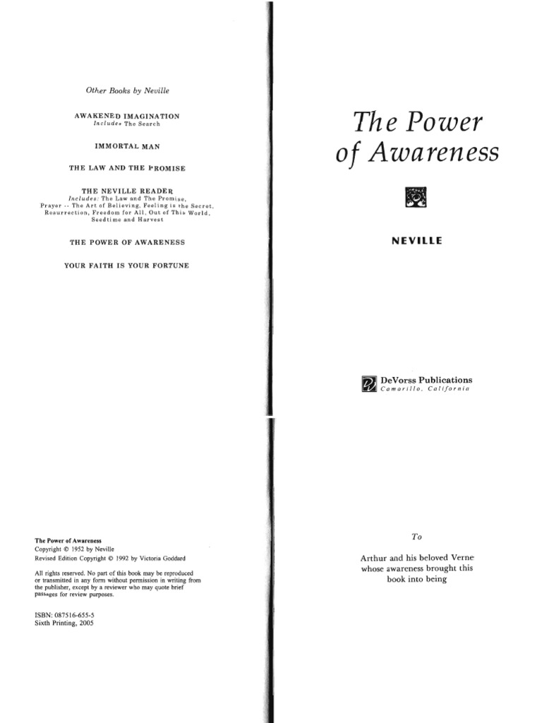 Neville Goddard - The Power of Awareness | PDF | Consciousness | Mind