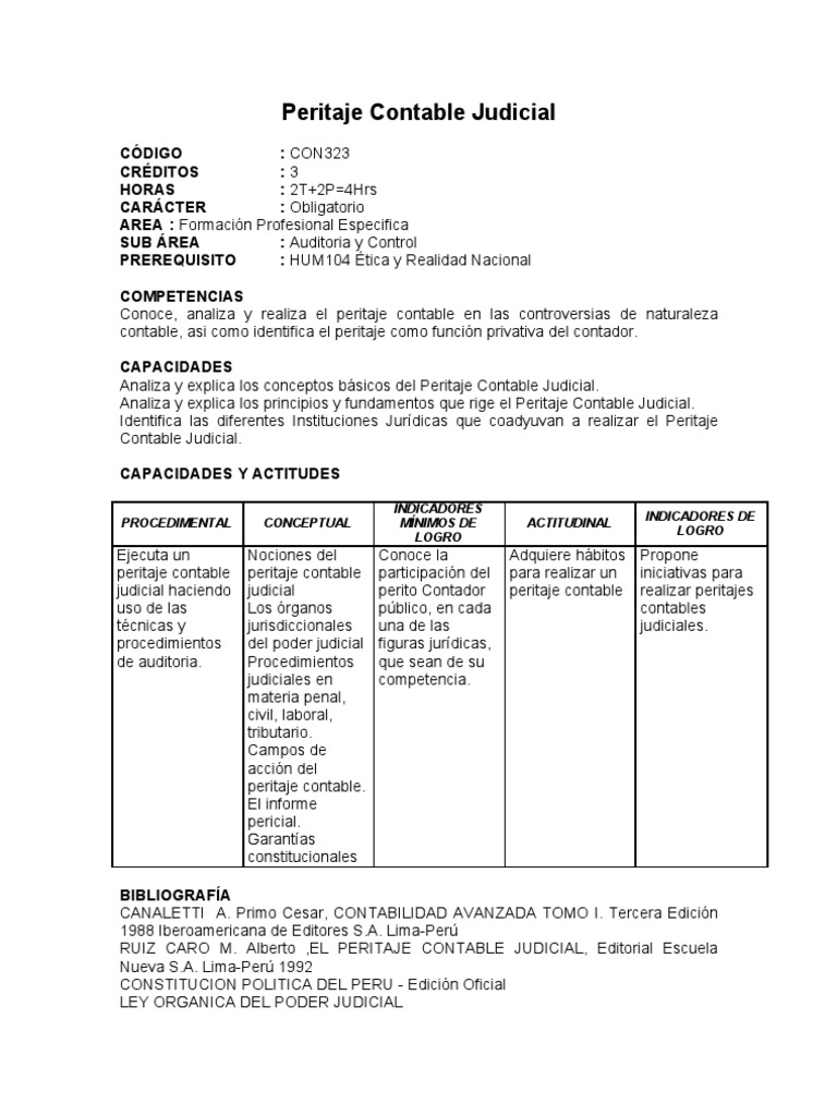 Peritaje Contable Judicial