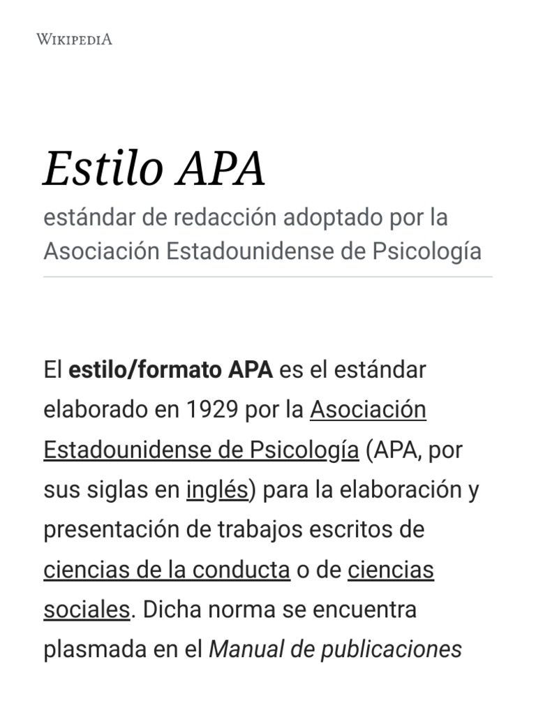 Estilo APA - Wikipedia, La Enciclopedia Libre | PDF | Academia