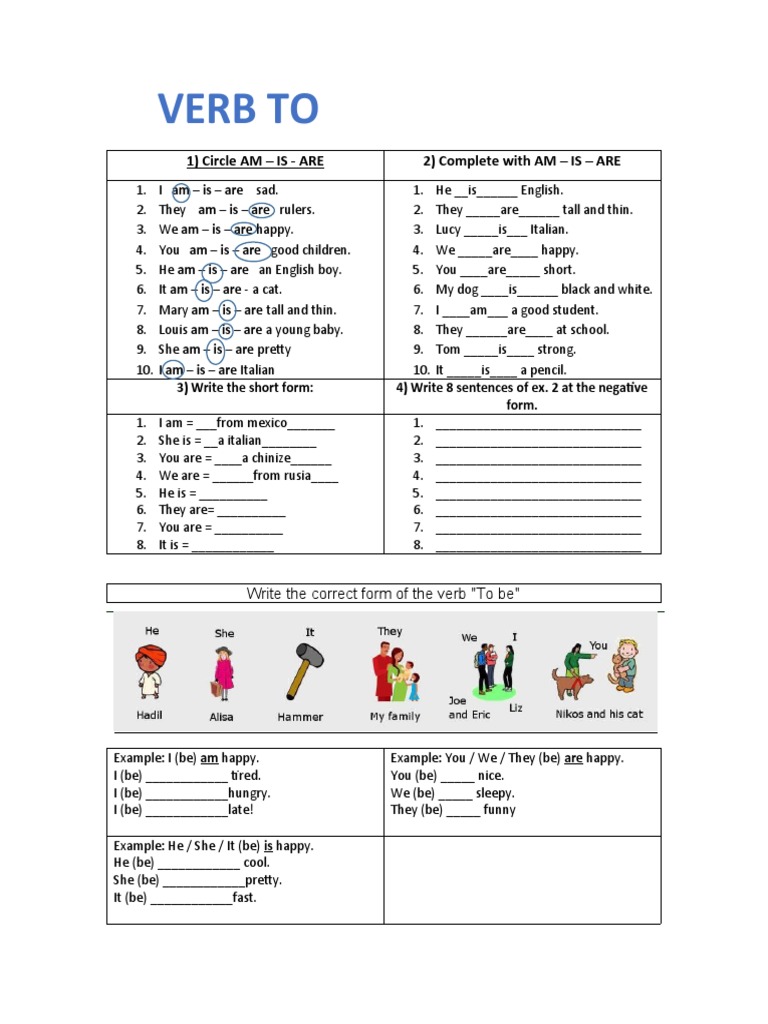 Verb To Be Exercise 1 | PDF | English Language | Language Mechanics
