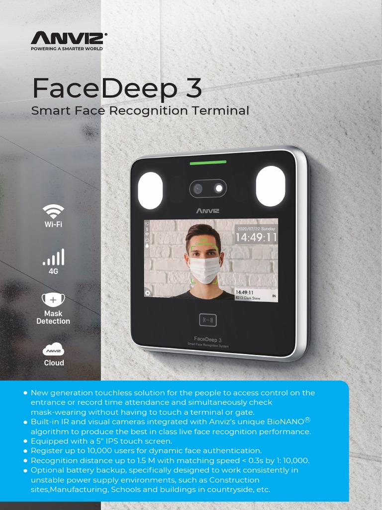 Facedeep 3: Smart Face Recognition Terminal | PDF | 4 G | Wi Fi