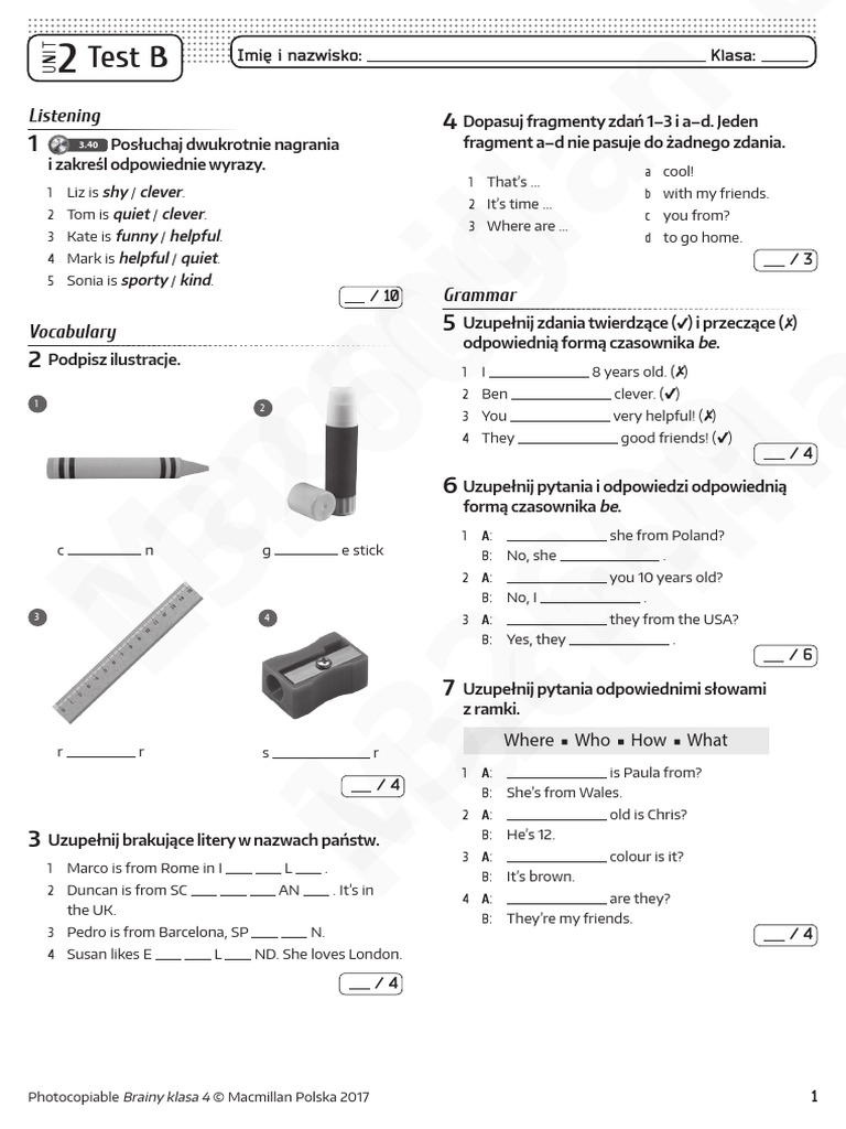 Brainy kl4 Unit Test 2 B PDF | PDF