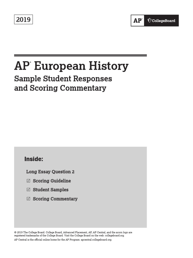 AP European History: Sample Student Responses and Scoring Commentary ...