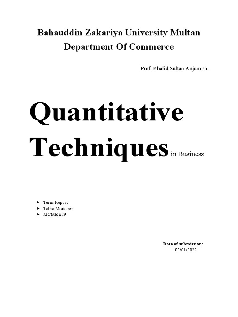 Quantitative Techniques in Business | PDF | Probability Distribution ...