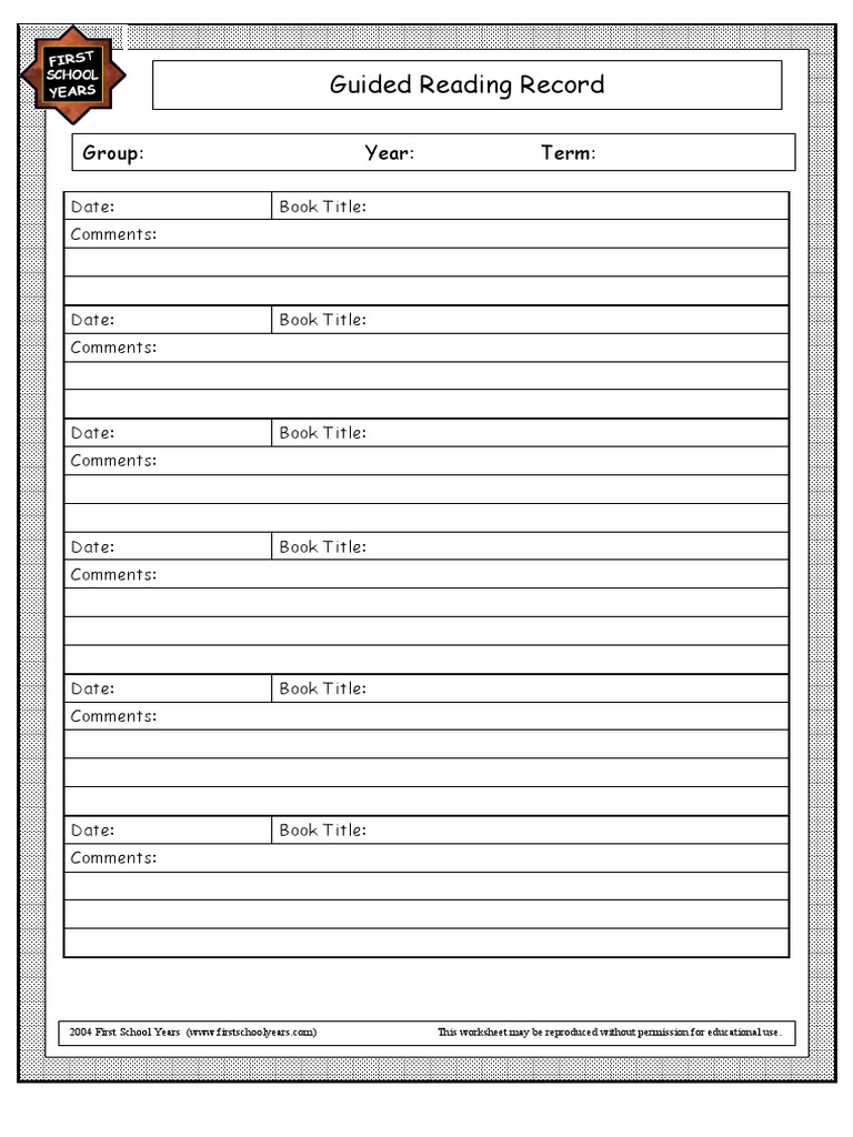 Guided Reading Record Sheet | PDF