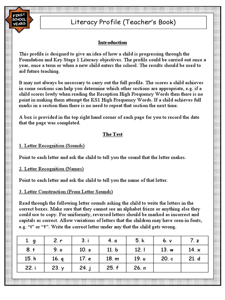 Teachers Literacy Profile | PDF | Consonant | Languages