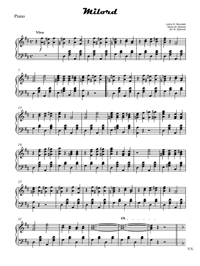 Milord - Piano | PDF