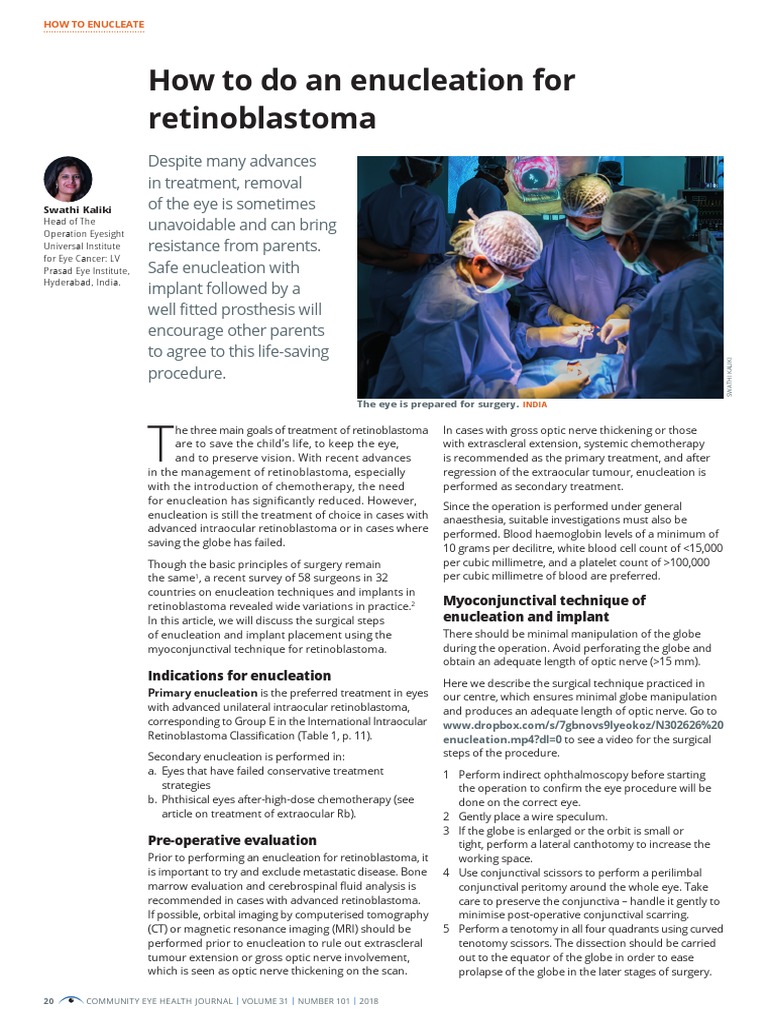 How To Do An Enucleation For | PDF | Ophthalmology | Human Eye