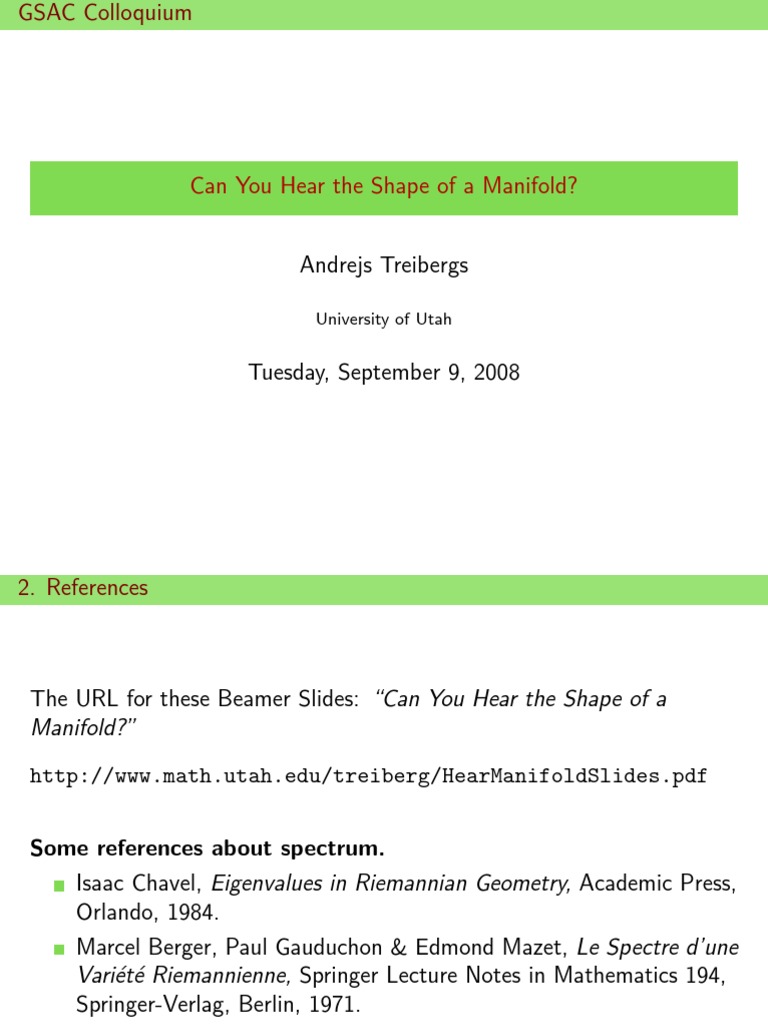 Can You Hear the Shape of a Manifold? Understanding the Relationship ...
