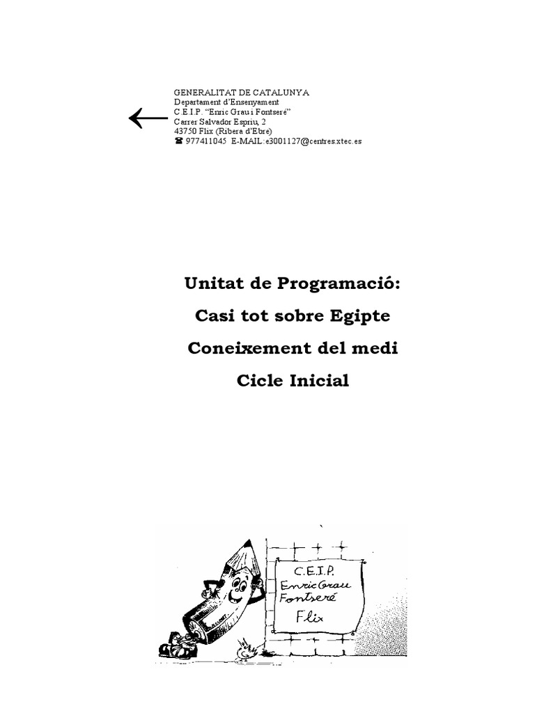 Unitat de Programació - Casi Tot Sobre Egipte Coneixement Del Medi Cicle Inicial | PDF