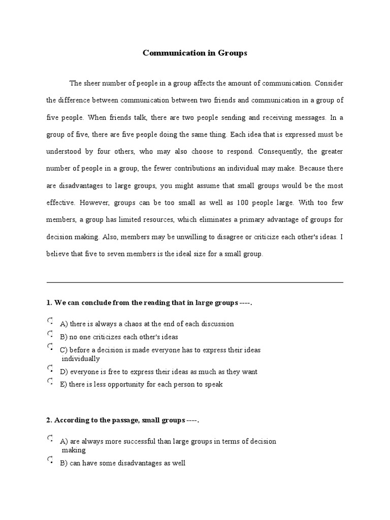Effective Communication in Group Sizes | PDF | Career & Growth