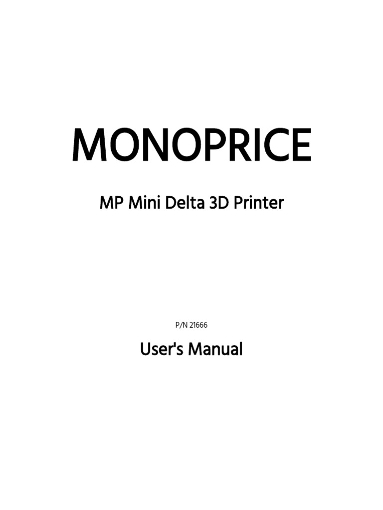 Monoprice: MP Mini Delta 3D Printer | PDF | Wi Fi | Computer Network