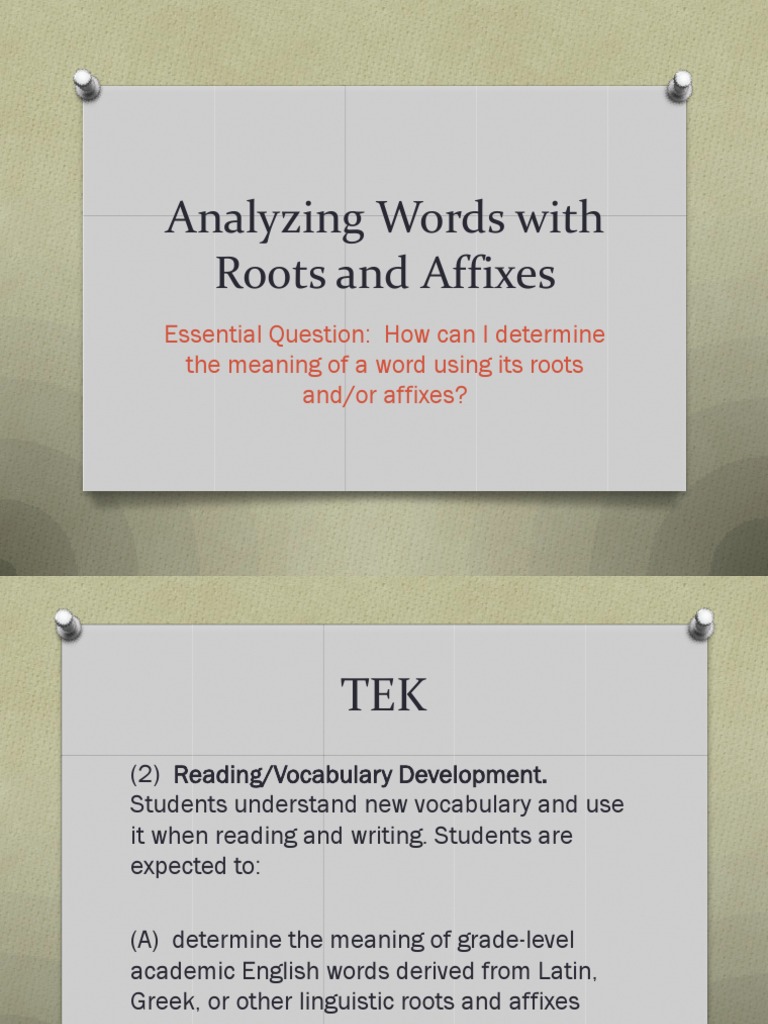 Roots and Affixes | PDF | Verb | Adjective