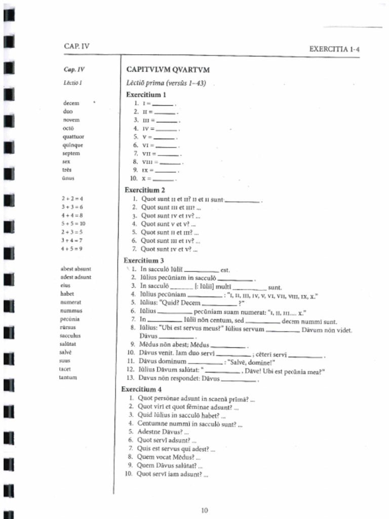 Capitulum IV Ćwiczenia | PDF