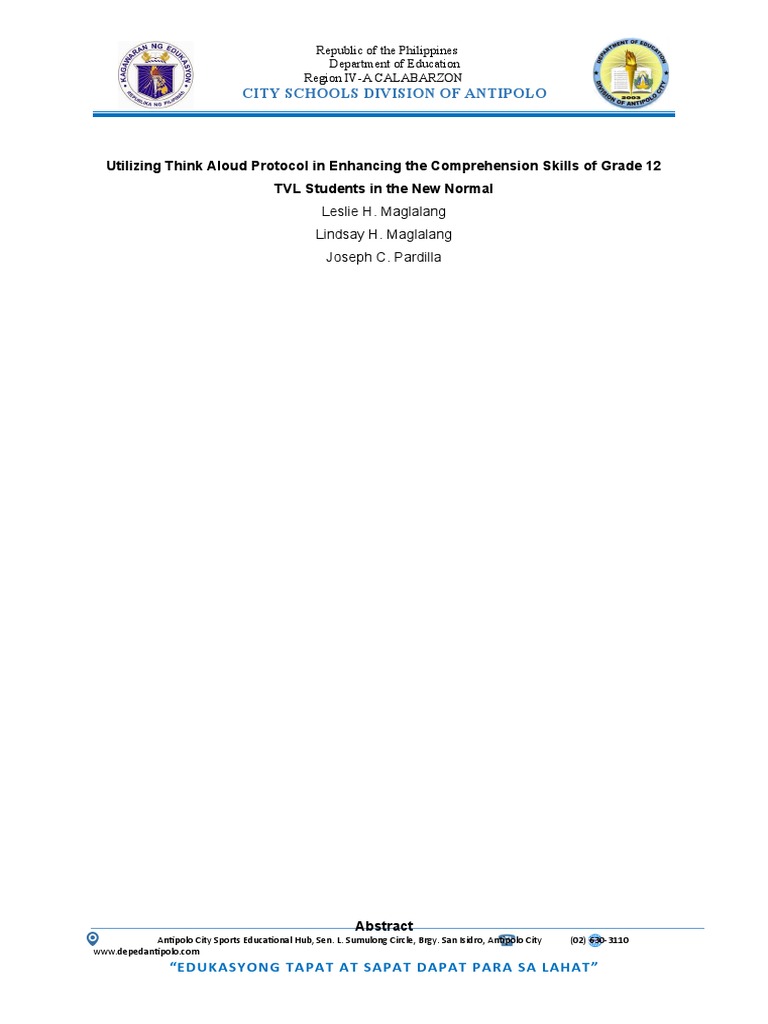 Full Paper - Think Aloud Protocol | PDF | Reading Comprehension | Cognitive Science