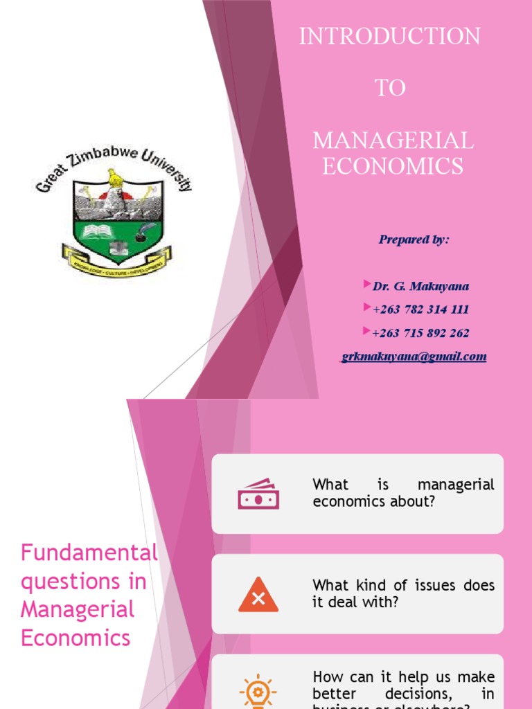 1 - Introduction To Managerial Economics - Dr. Makuyana | PDF ...
