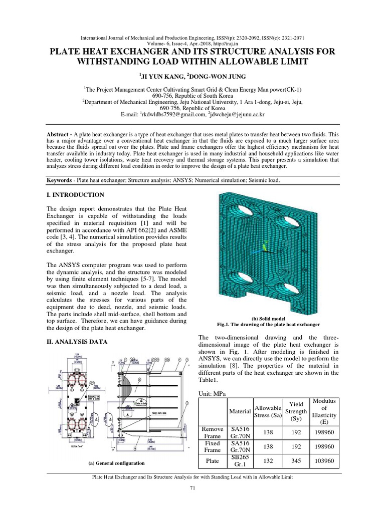 FEA On Plate Heat Exchanger | PDF | Stress (Mechanics) | Strength Of ...