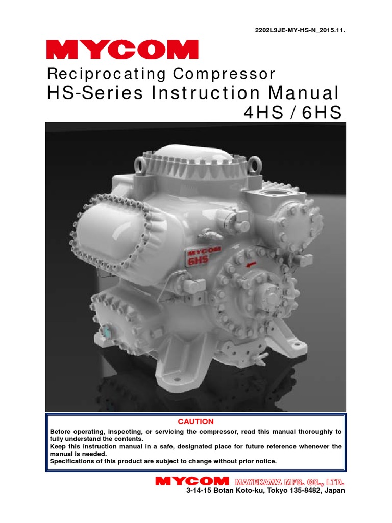 HS-Series Instruction Manual 4HS / 6HS: Reciprocating Compressor | PDF ...