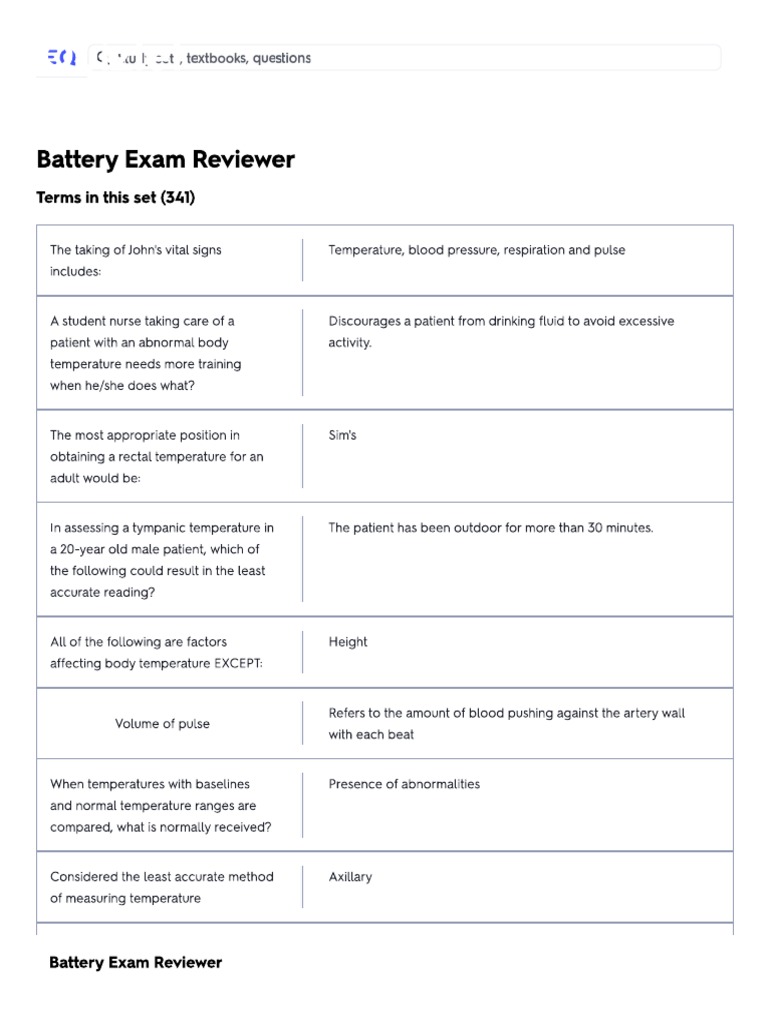 QUIZLET Battery Exam Reviewer | PDF