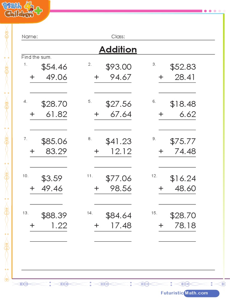Add Money Worksheet | PDF | Teaching Methods & Materials