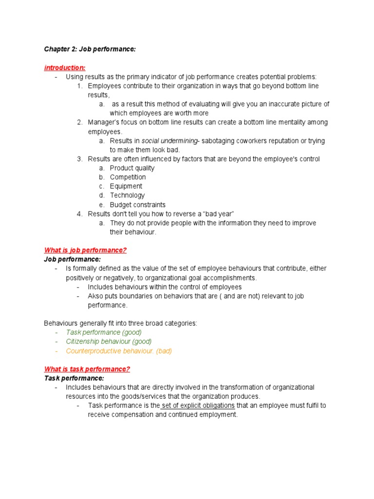 OB Chapter 2 - Job Performance | PDF | Behavior | Employment