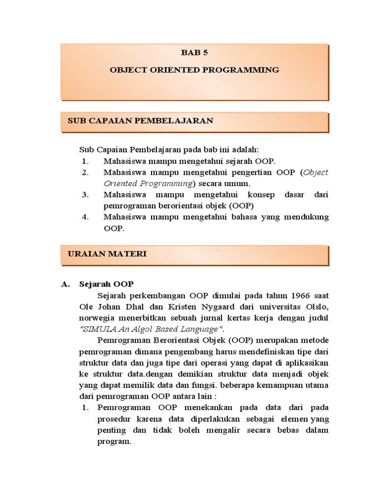 Bab 5 Object Oriented Programming | PDF | Komputer Bab 5 Object Oriented Programming | PDF | Komputer