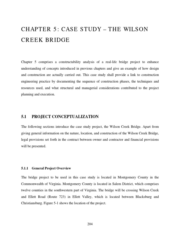 Chapter 5: Case Study - The Wilson Creek Bridge: 5.1 Project ...