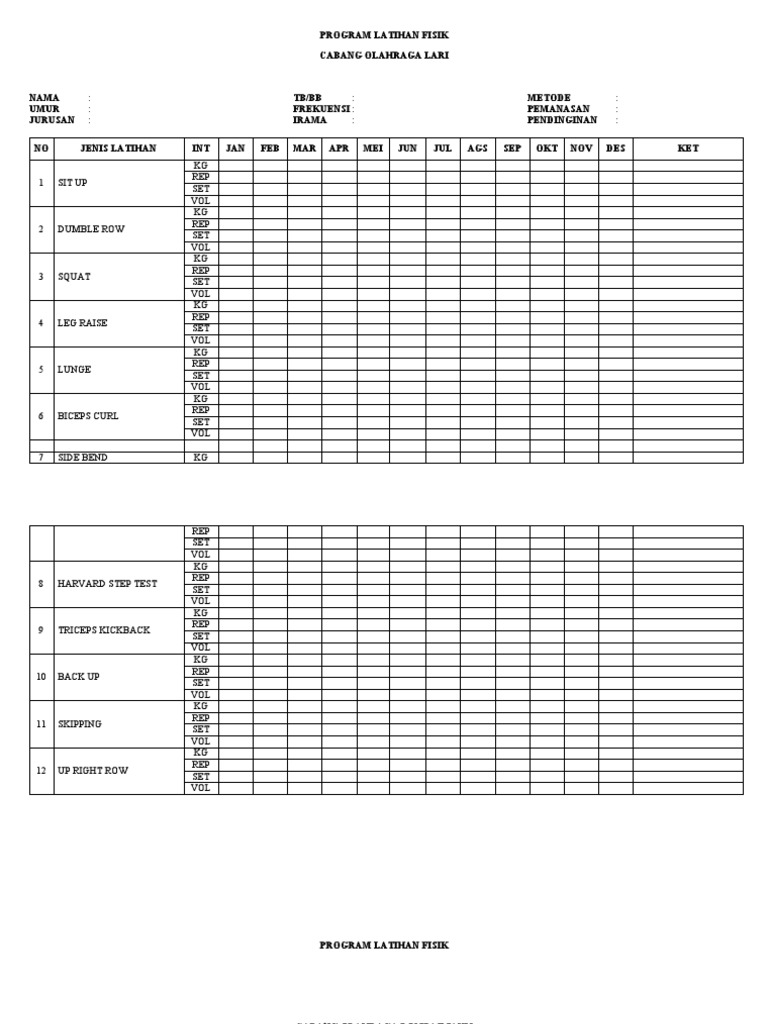 Program Latihan Fisik | PDF