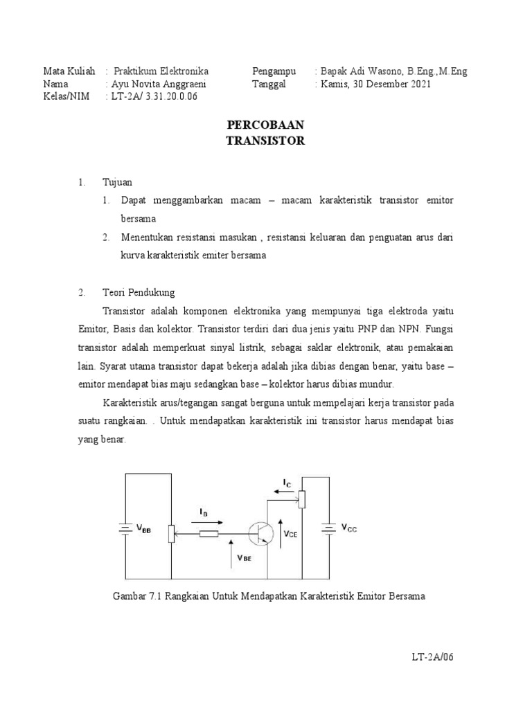 Job 3 Transistor - Ayu Novita Anggraeni | PDF