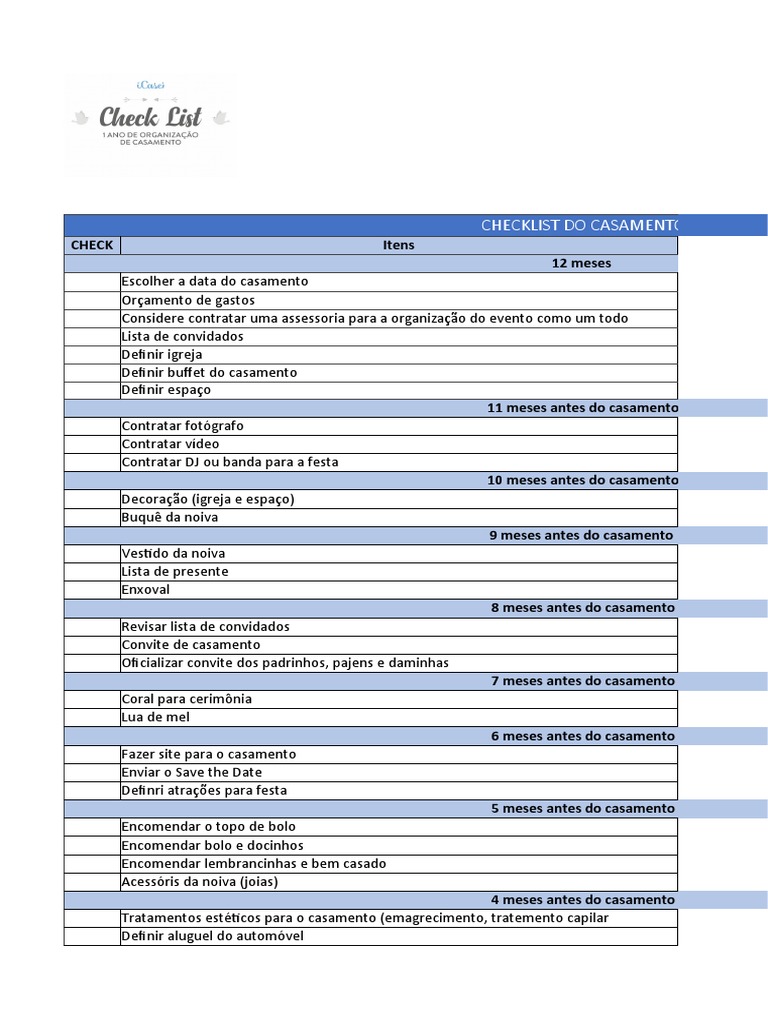 Checklist completo do casamento em 40 etapas | PDF