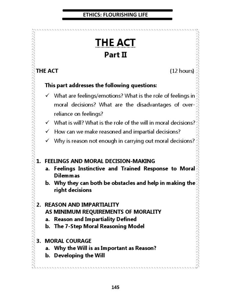 The Act: Ethics: Flourishing Life | PDF | Morality | Emotions