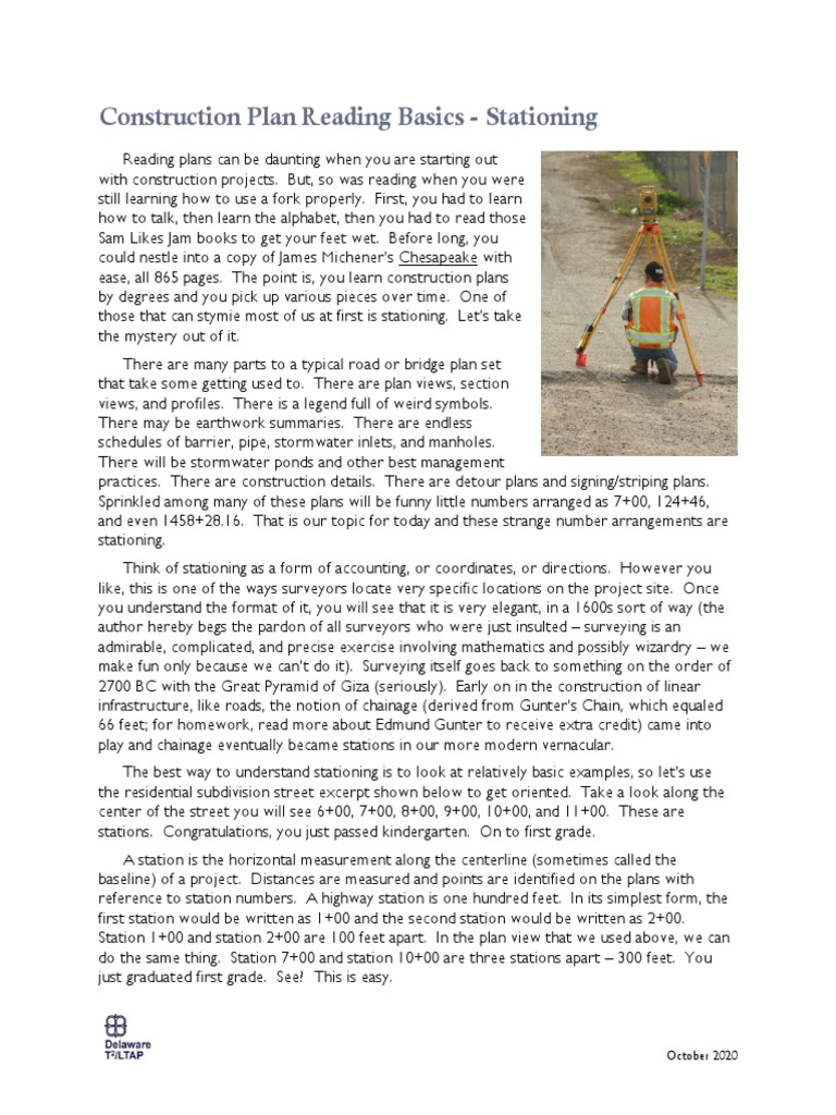 Construction Plan Reading Basics - Stationing: October 2020 | PDF