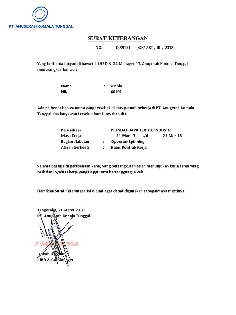 Surat Paklaring | PDF