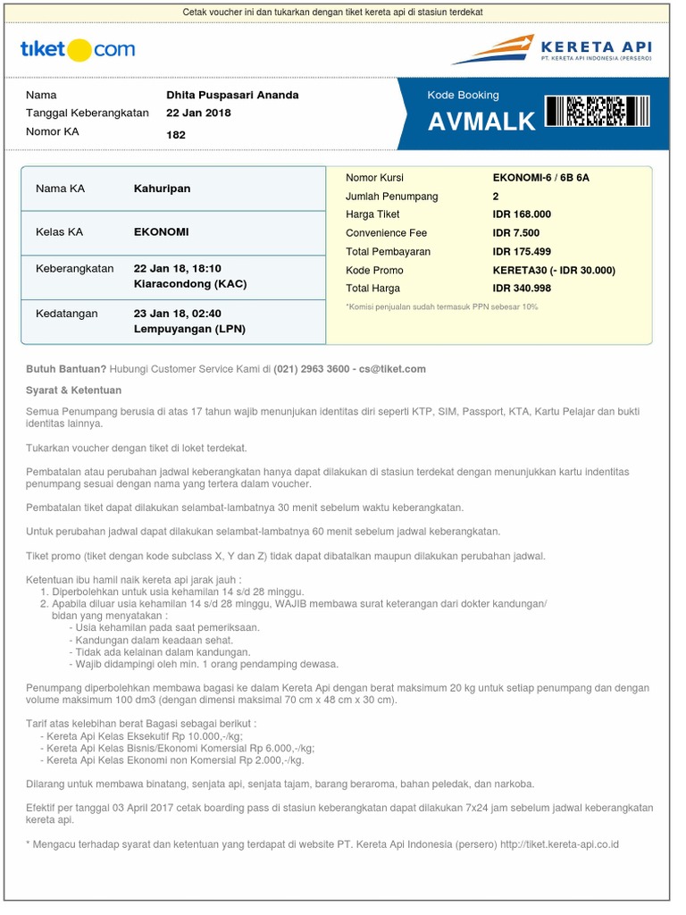 TUKAR VOUCHER INI DENGAN TIKET KERETA API | PDF