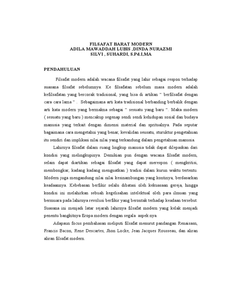Filsafat Barat Modern | PDF