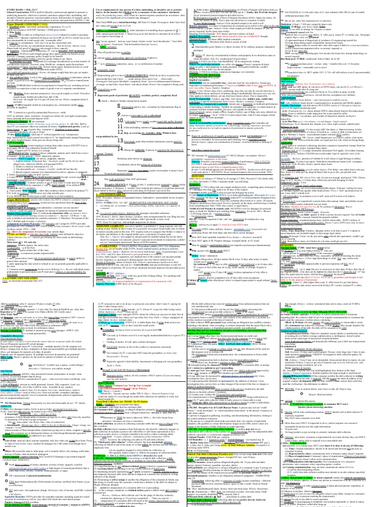 Consumer Law Cheatsheet 2 | PDF | Implied Warranty | Private Law