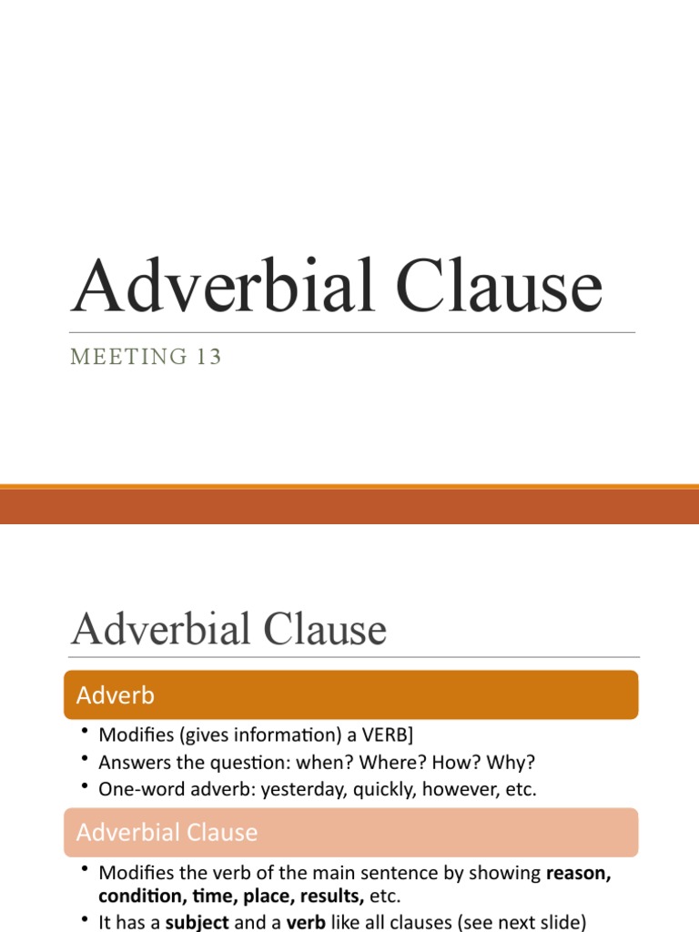 Adverbial Clause | PDF | Adverb | Clause
