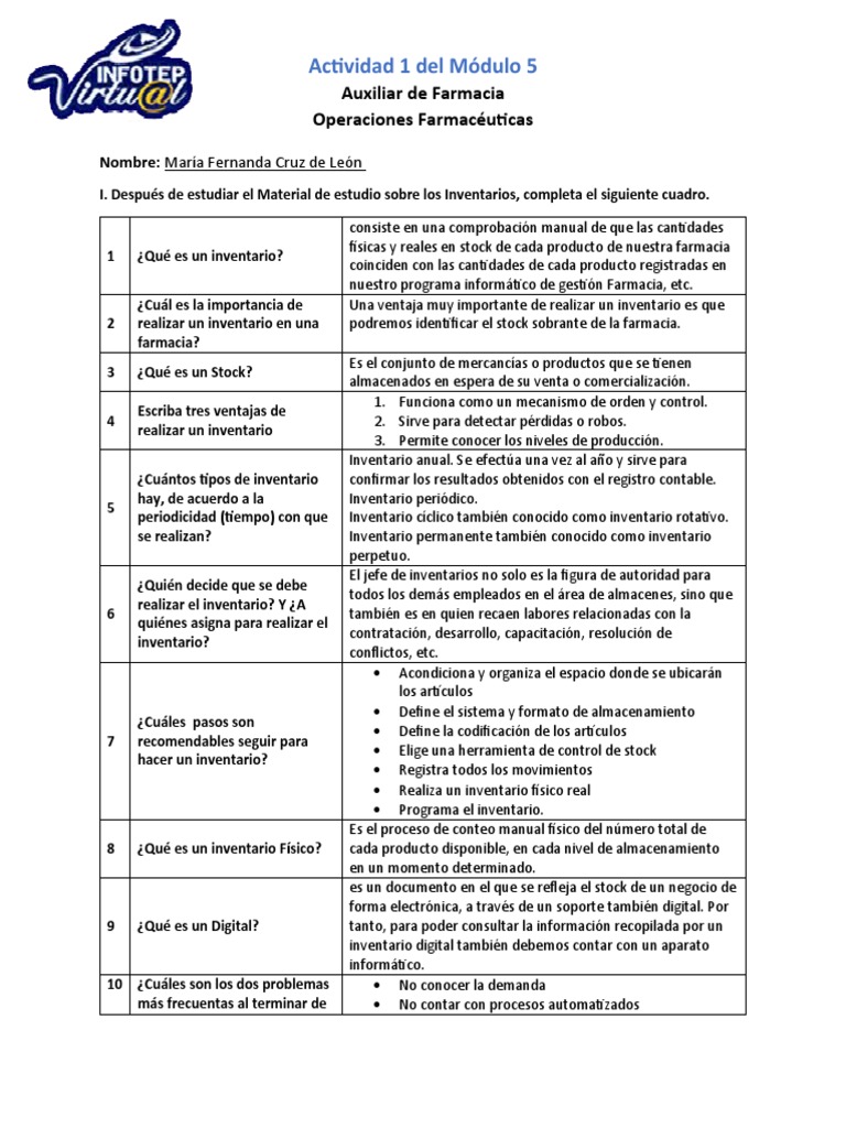 Actividad 1 Del Modulo 5 (Registros de Inventario) (32) Ferfer | PDF | Inventario | Farmacia