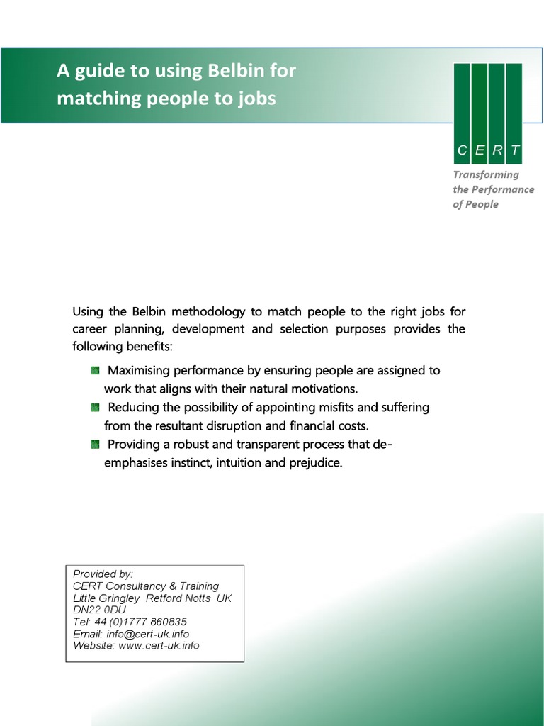Using Belbin For Matching People To Jobs | PDF | Social Psychology ...