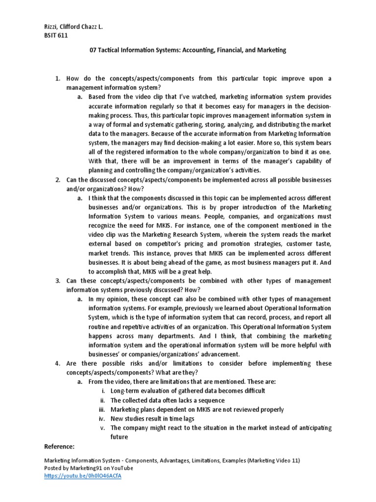 07 Tactical Information Systems | PDF | Marketing | Information System