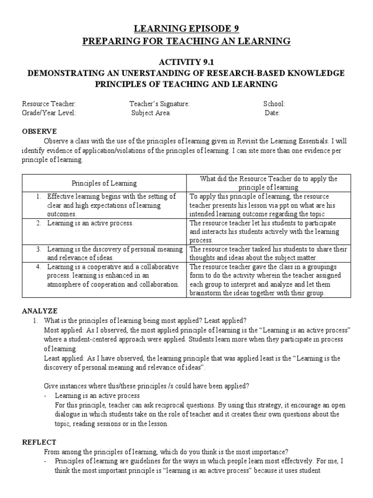 Learning Episode 9 Preparing For Teaching An Learning | Download Free ...