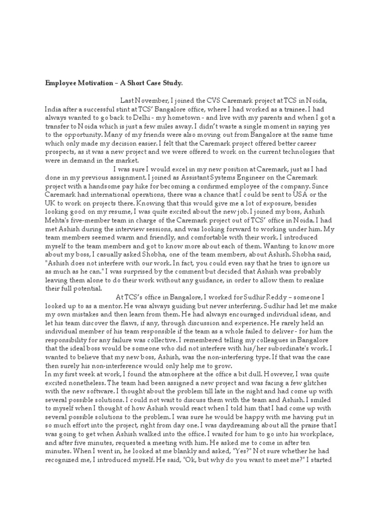 Employee Motivation Case Study | PDF | Motivation | Motivational