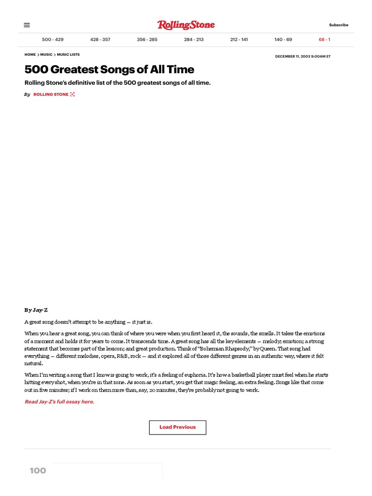 500 Greatest Songs of All Time - Rolling Stone68-1 | PDF | Musicians ...