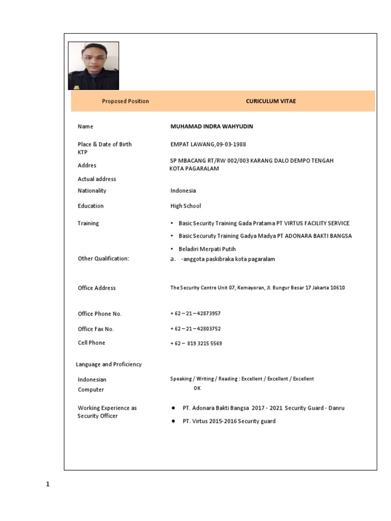 CV of Indra Wahyudin - Security Officer | PDF