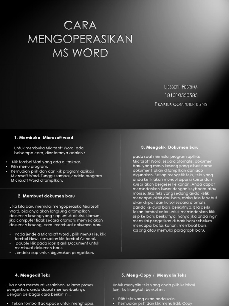 Cara Mengoperasikan MS Word PDF | PDF