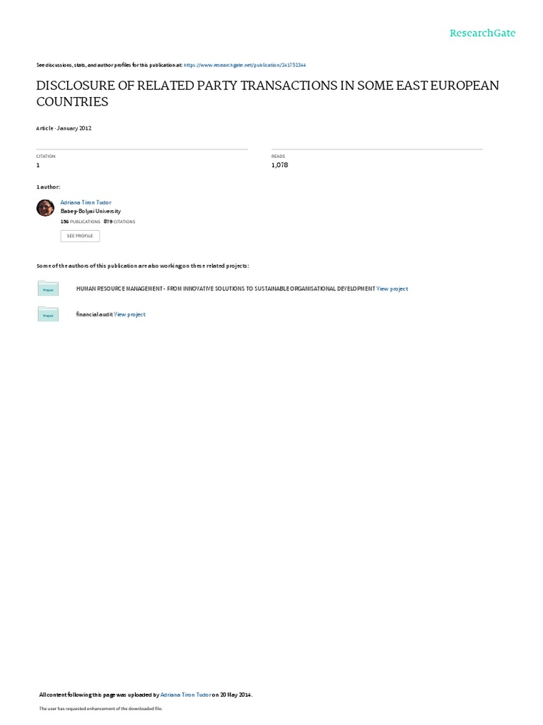 Disclosure of Related Party Transactions in Some e | PDF ...