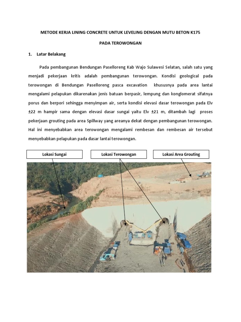Metode Kerja Lining Concrete Untuk Leveling Dengan Mutu Beton K175 | PDF
